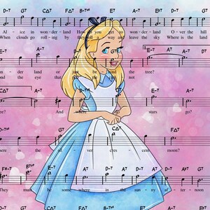 Alice in Wonderland Music Sheet Print-wall Art-gift Printable DIGITAL ...