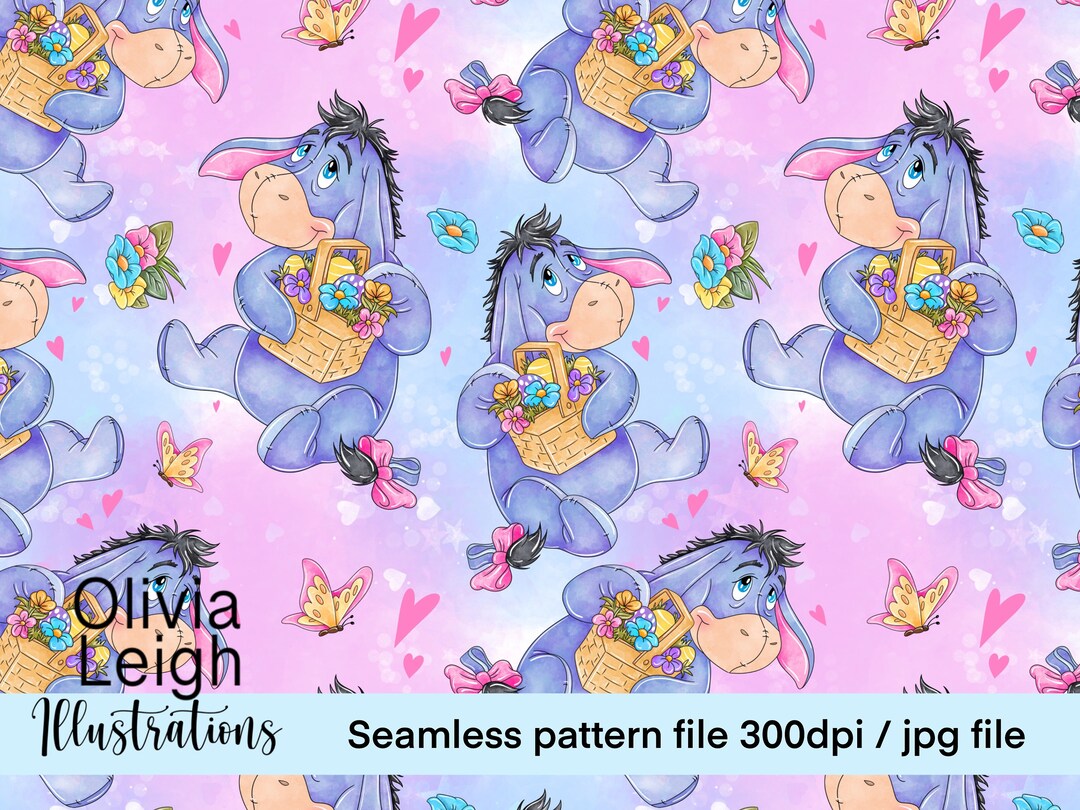 Cute Spring Time Winnie the Pooh Eeyore Seamless Pattern. - Etsy