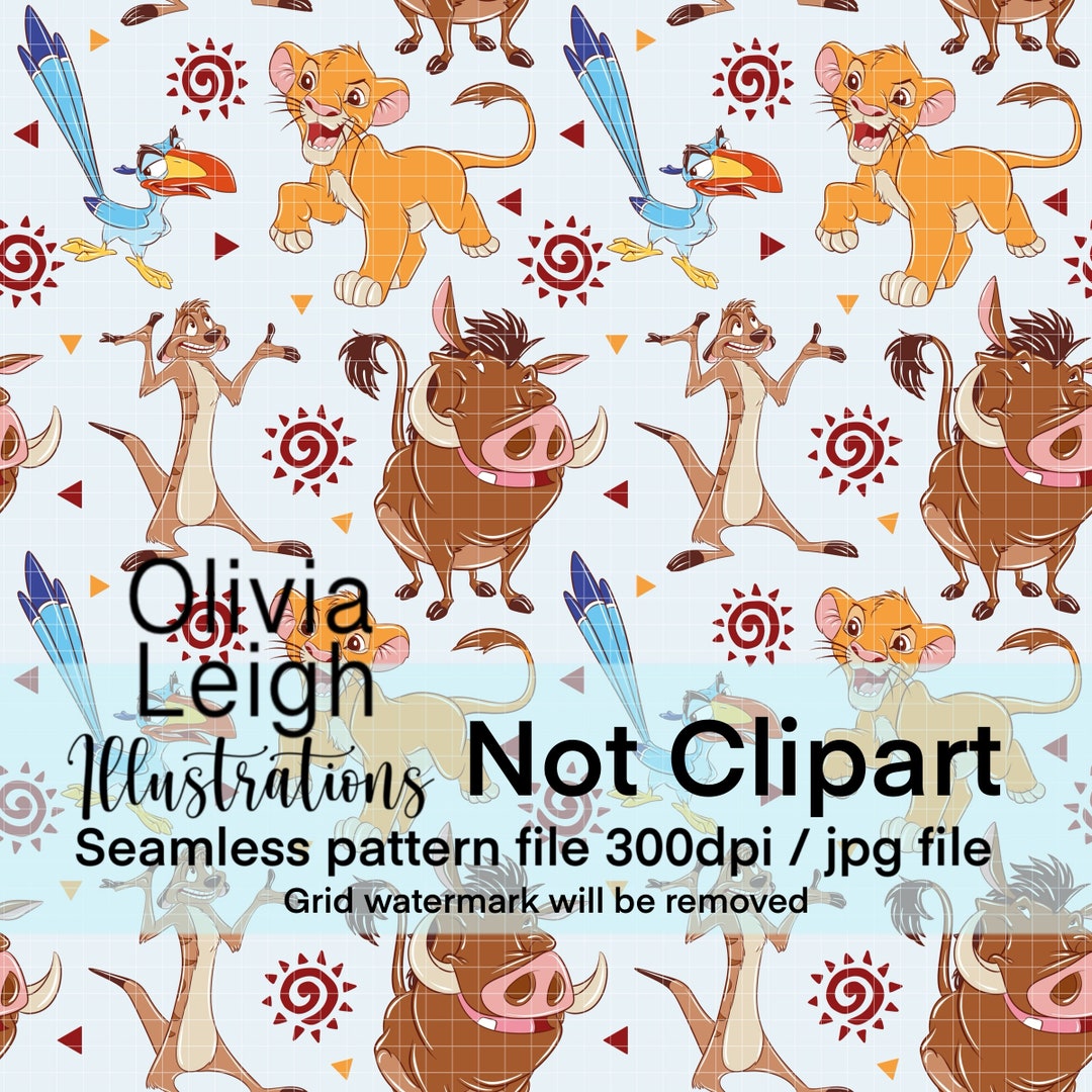 The Lion King Cute Seamless Pattern. Digital Paper. DIGITAL DOWNLOAD ...
