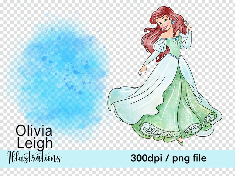 Princess Ariel Cute Clipart PNG Files DIGITAL DOWNLOAD - Etsy
