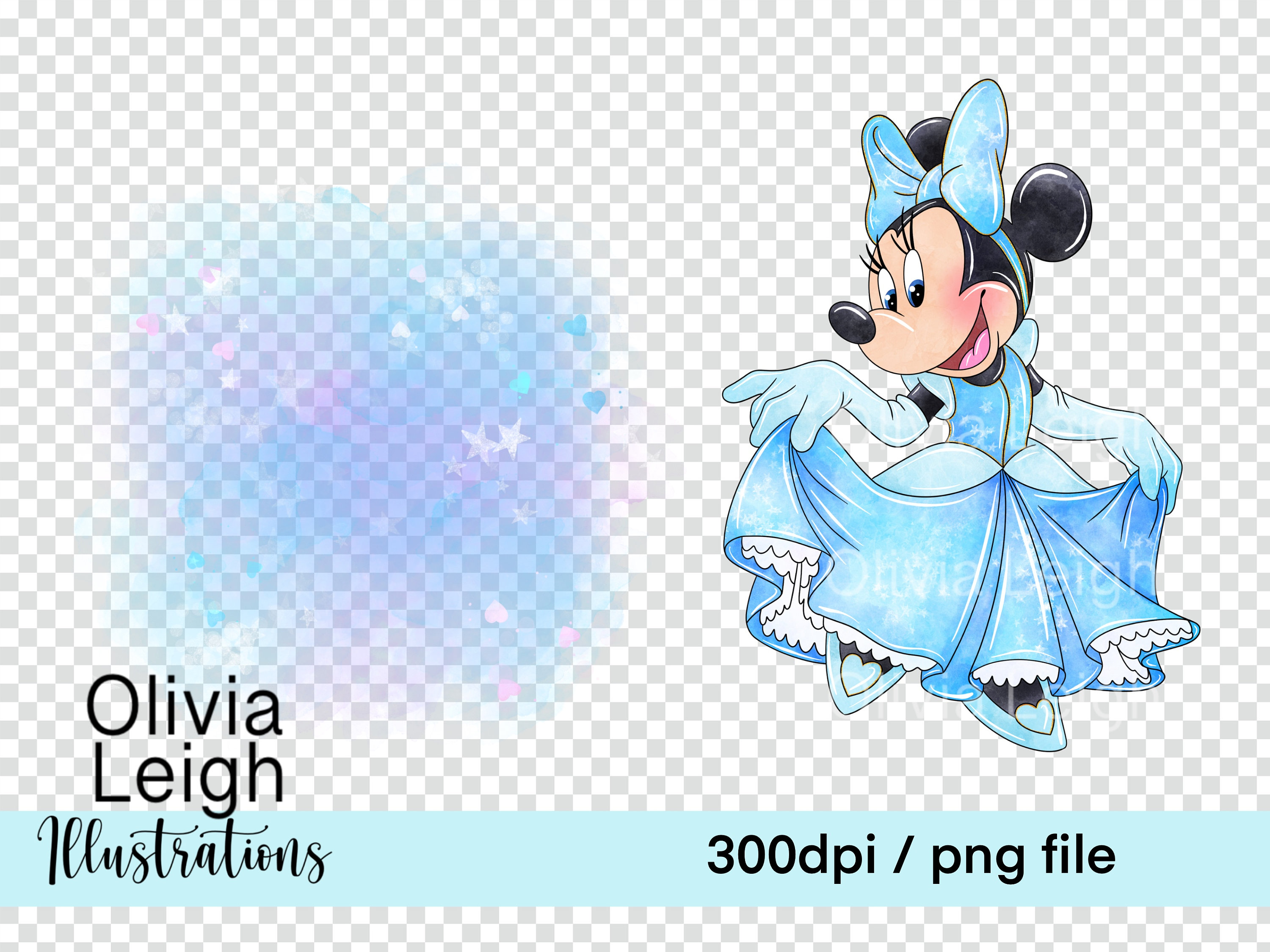 Minnie Mouse Princess Cinderella Cute Clipart PNG Files DIGITAL ...