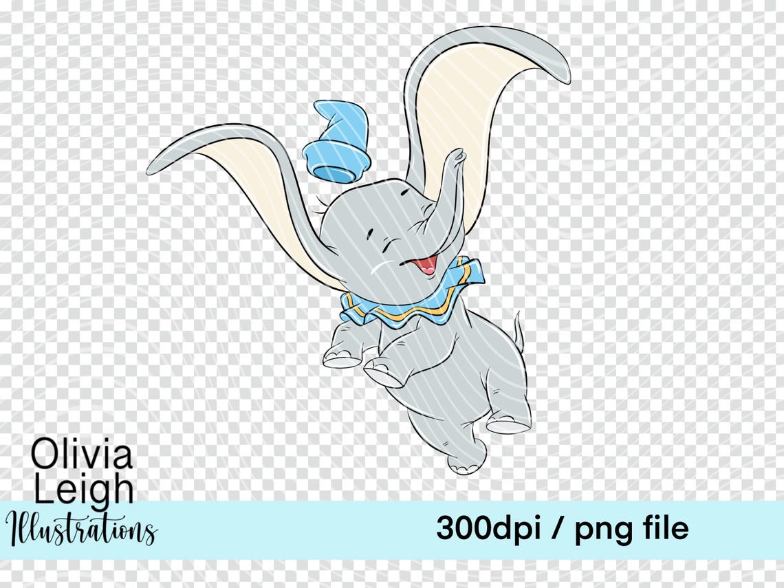 Dumbo, Cute Hand Drawn Clipart PNG Files DIGITAL DOWNLOAD Printable - Etsy