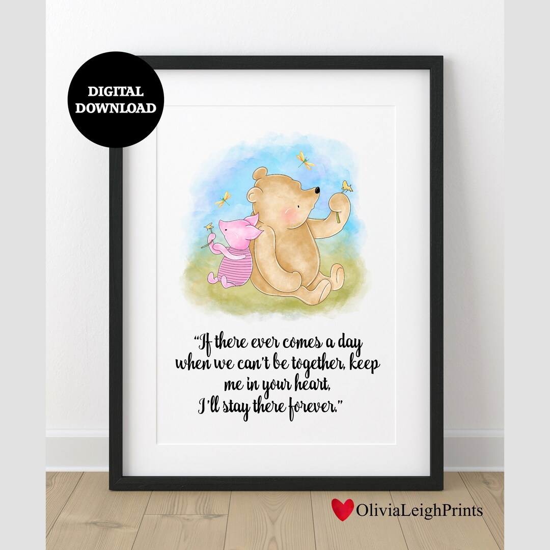 Winnie the Pooh and Piglet Watercolour Word Art Quote Print-wall Art ...