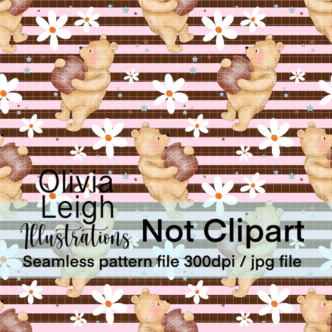 Winnie the Pooh Bear and Eeyore Seamless Repeat Pattern. Digital Paper ...