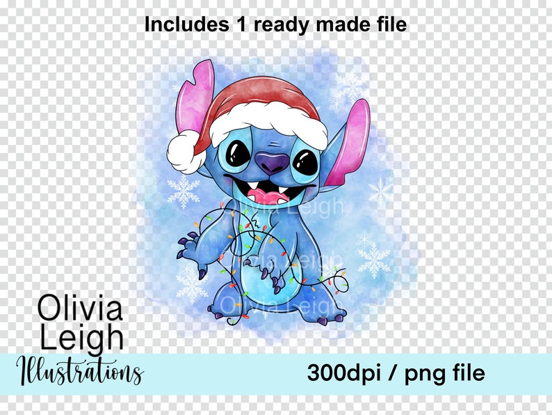 Cute Stitch Christmas Clipart PNG Files DIGITAL DOWNLOAD - Etsy