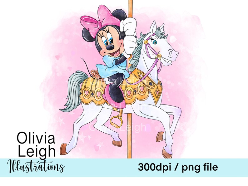 Minnie Mouse Merry Go Round Pony Carousel Ride Cute Clipart PNG Files ...