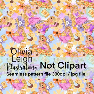 Princess Rapunzel Repeat Seamless Pattern. Digital Paper. - Etsy