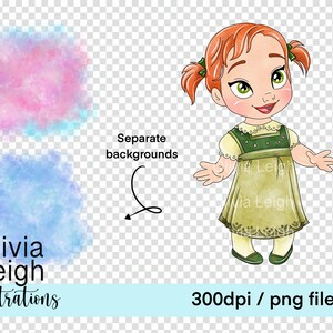 Baby Toddler Princess Anna Frozen Cute Clipart PNG Files DIGITAL ...