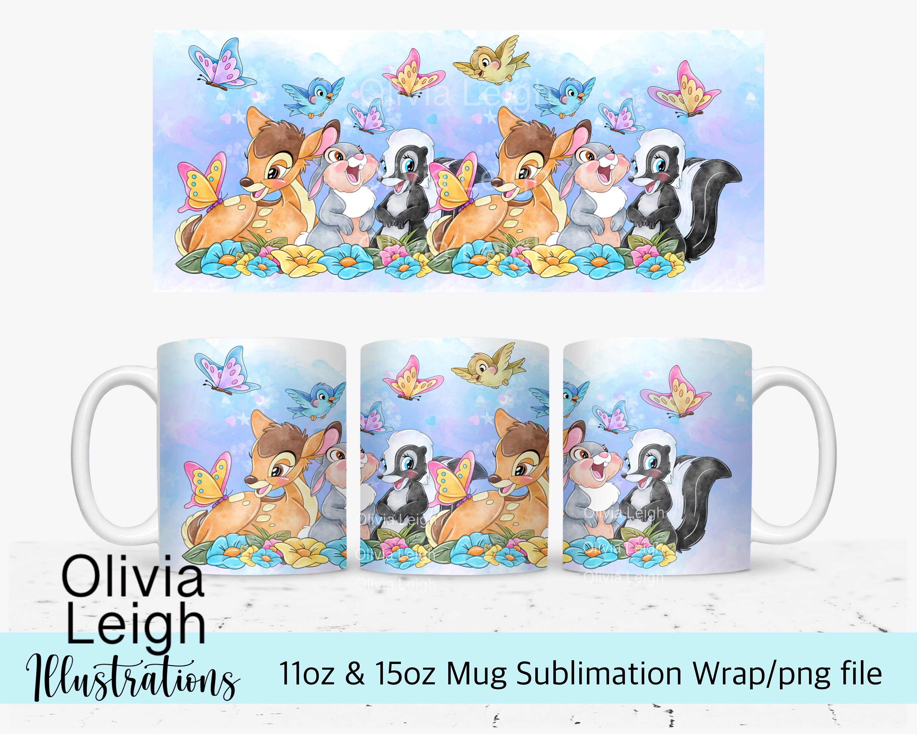 Cute Bambi Sublimation Wrap PNG File for 11oz and 15oz Mug - Etsy Australia