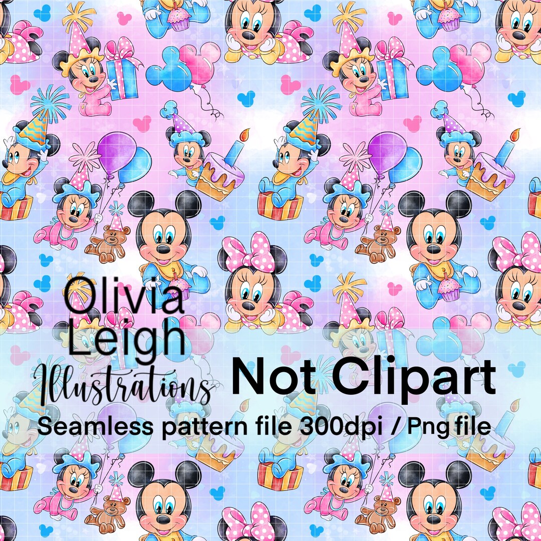 Mickey and Minnie Mouse Toddler Birthday Party Cute Seamless Repeat ...