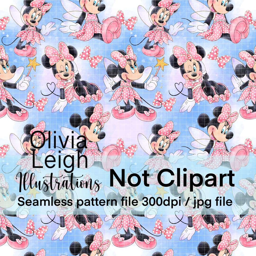Cute Minnie Mouse Pink Fairies Seamless Pattern. Digital Paper. DIGITAL ...