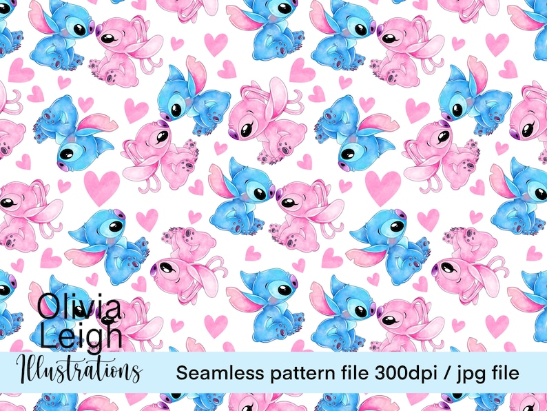 Set of 9 Cute Lilo and Stitch Seamless Patterns. Digital - Etsy