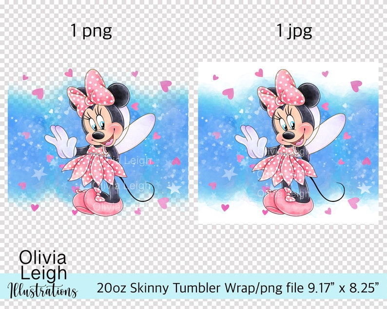 Minnie Mouse Sublimation Design Wrap PNG File DIGITAL DOWNLOAD 20oz ...