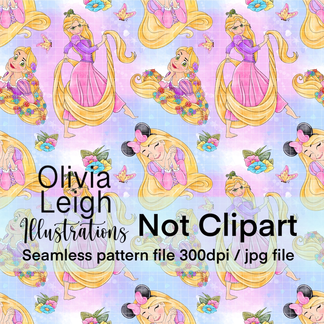 Cute Princess Rapunzel, Seamless Repeat Pattern. Digital Paper. DIGITAL ...