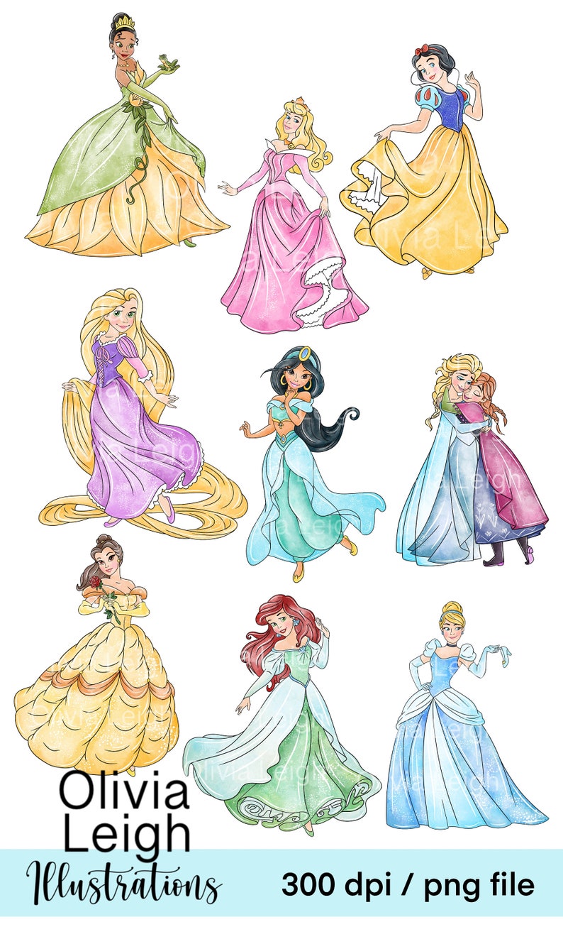 Set of Princess Belle Cinderella Snow White Rapunzel Elsa - Etsy