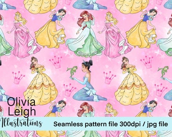 Princess Cinderella Cute Seamless Pattern. Digital Paper. - Etsy