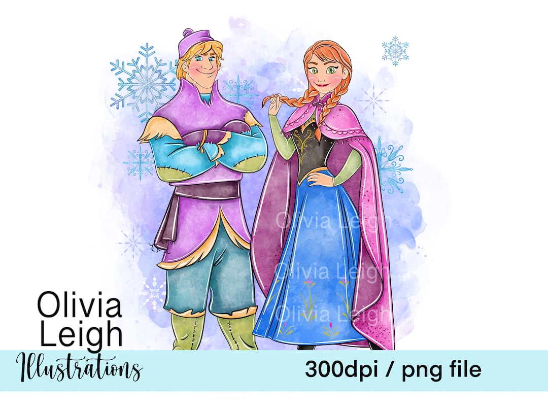 Frozen Princess Anna and Kristoff Cute Clipart Sublimation PNG Files ...
