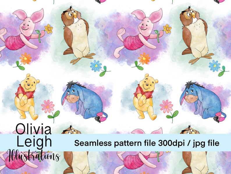 Winnie the Pooh Eeyore and Piglet Cute Seamless Pattern. - Etsy