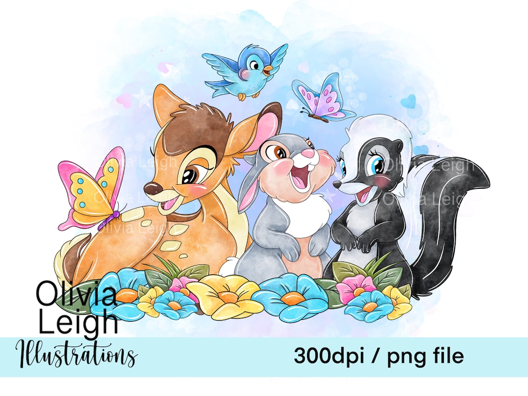 Cute Bambi and Thumper Clipart Sublimation PNG Files DIGITAL DOWNLOAD ...