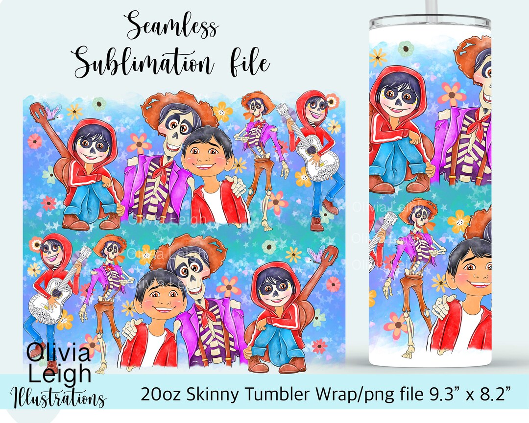 Coco Sublimation Design Wrap PNG File DIGITAL DOWNLOAD 20oz Skinny ...