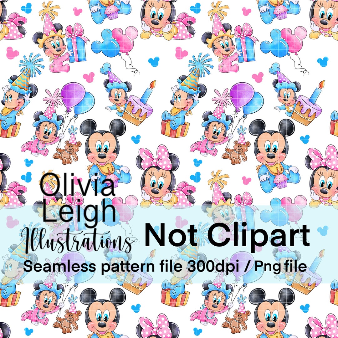 Mickey and Minnie Mouse Toddler Birthday Party Cute Seamless Repeat ...