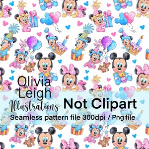 Mickey and Minnie Mouse Toddler Birthday Party Cute Seamless Repeat ...