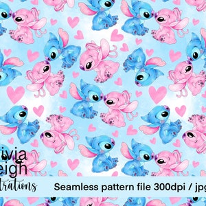 Set of 9 Cute Lilo and Stitch Seamless Patterns. Digital Paper. DIGITAL ...