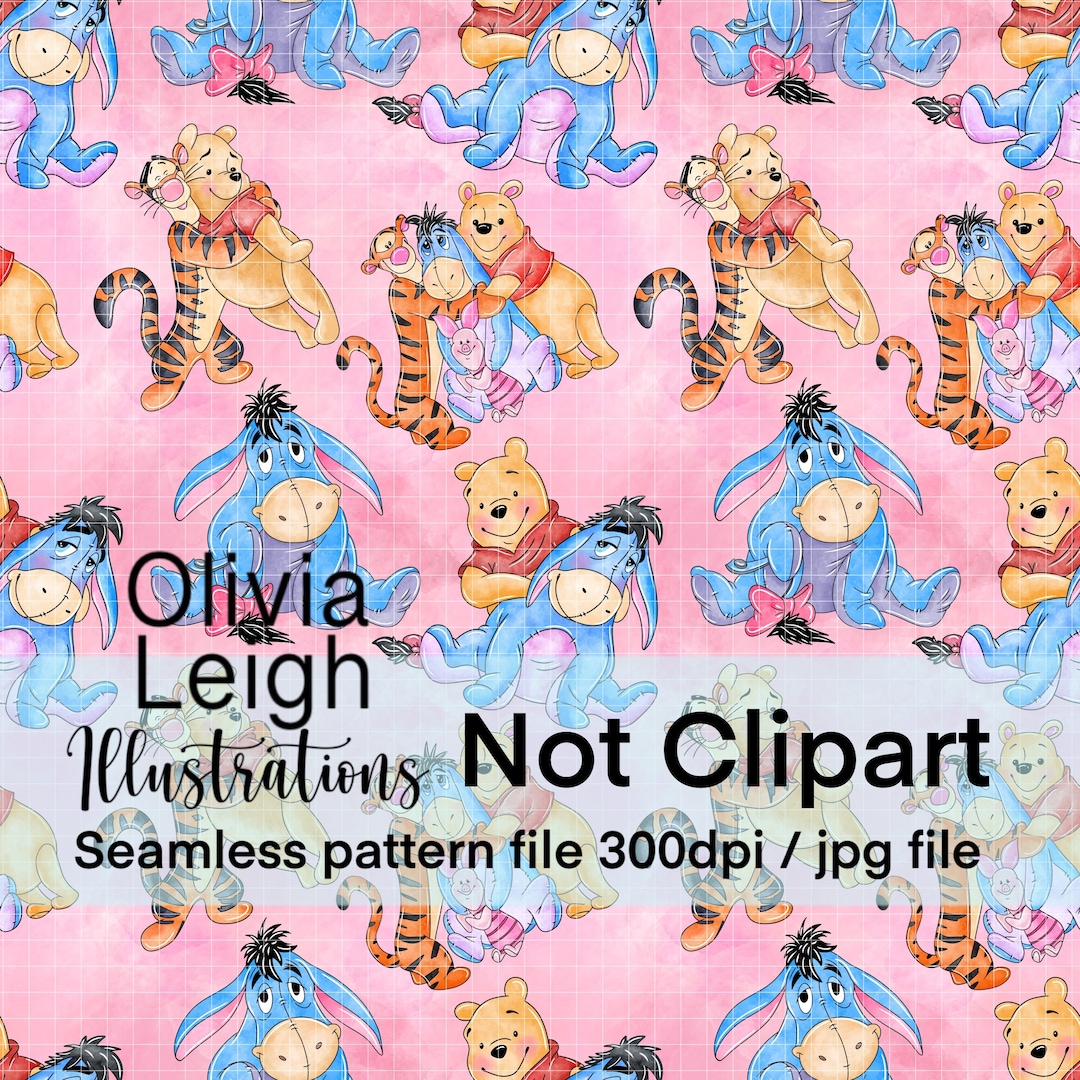 Cute Baby Winnie the Pooh, Eeyore, Tigger and Piglet Seamless Pattern ...