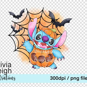 Stitch Cute Halloween Pumpkin Clipart PNG File DIGITAL DOWNLOAD ...