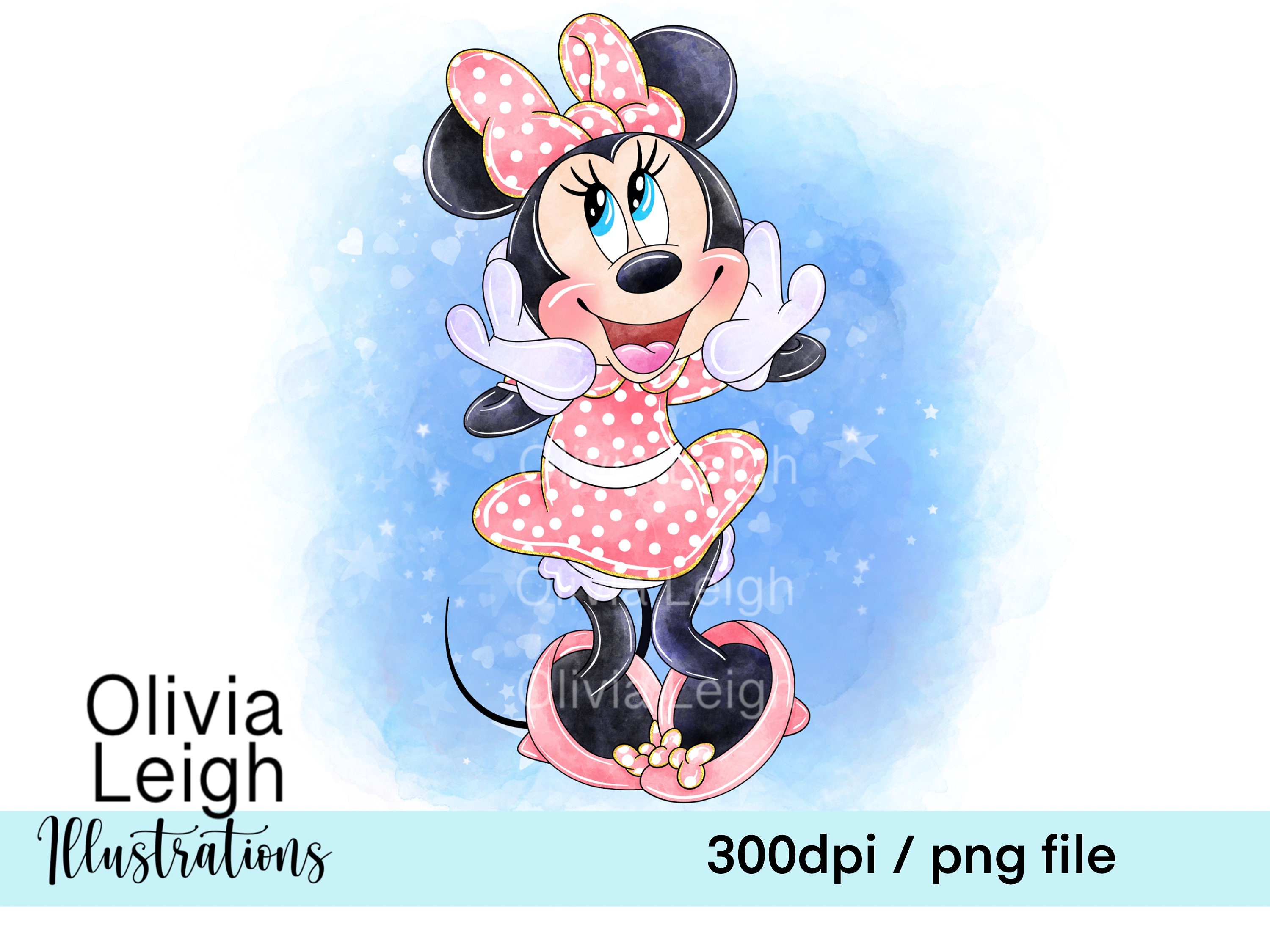 Set of Cute Minnie Mouse Pink Clipart PNG Files DIGITAL DOWNLOAD ...