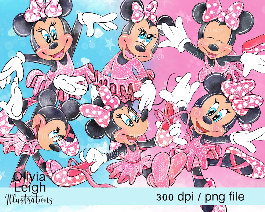 Minnie Mouse Ballerina Dancer Cute Clipart Set PNG Files DIGITAL ...