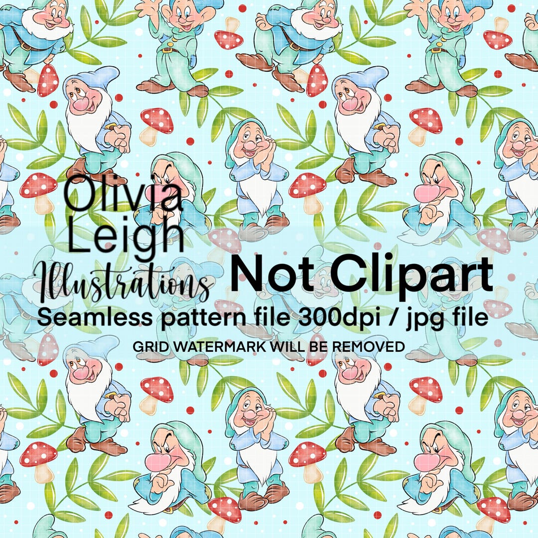 Princess Snow White and the Seven Dwarfs Seamless Repeat Pattern ...