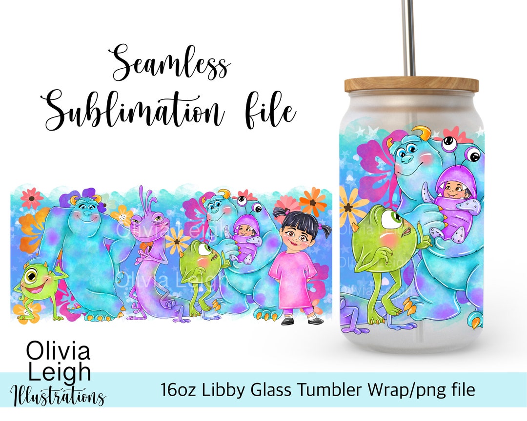 Monsters Inc Wrap PNG File DIGITAL DOWNLOAD 16oz Glass Tumbler Design ...