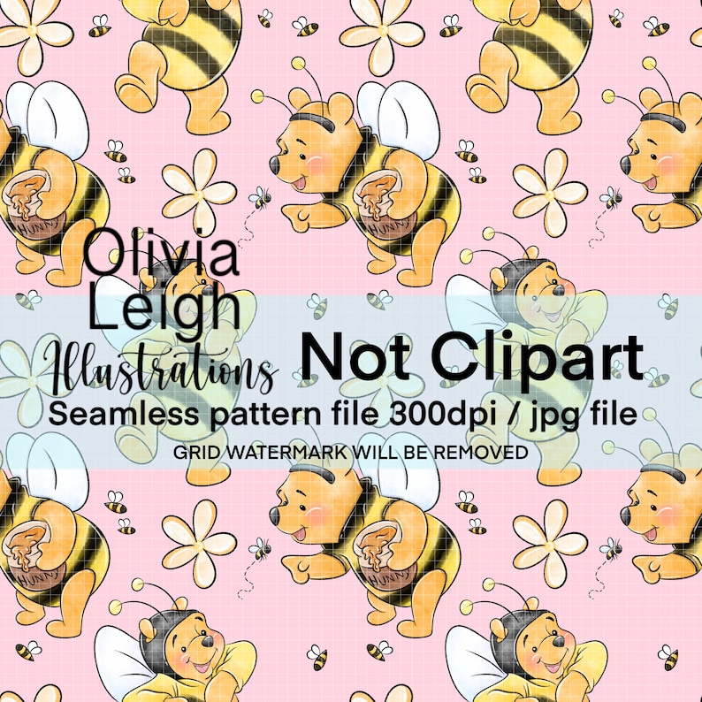 Winnie the Pooh, Seamless Repeat Pattern. Digital Paper. Hand Drawn ...