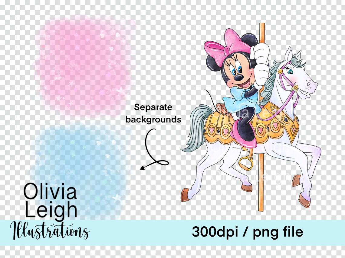 Minnie Mouse Merry Go Round Pony Carousel Ride Cute Clipart PNG Files ...