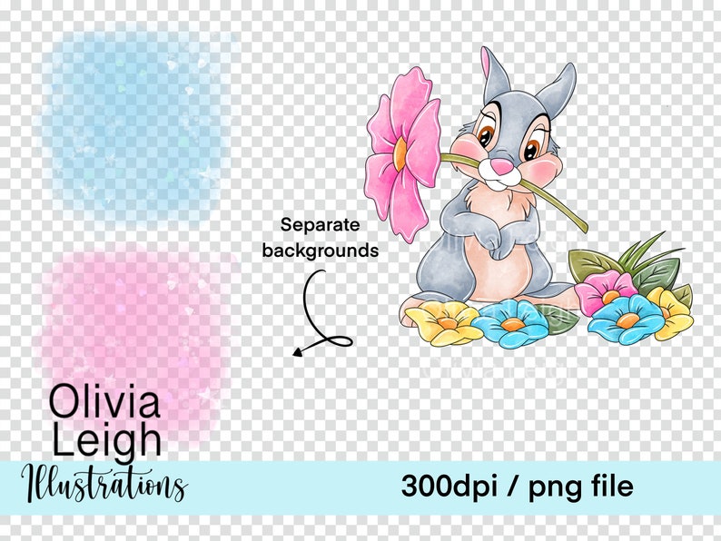 Set of Bambi and Thumper Cute Clipart PNG Files DIGITAL - Etsy