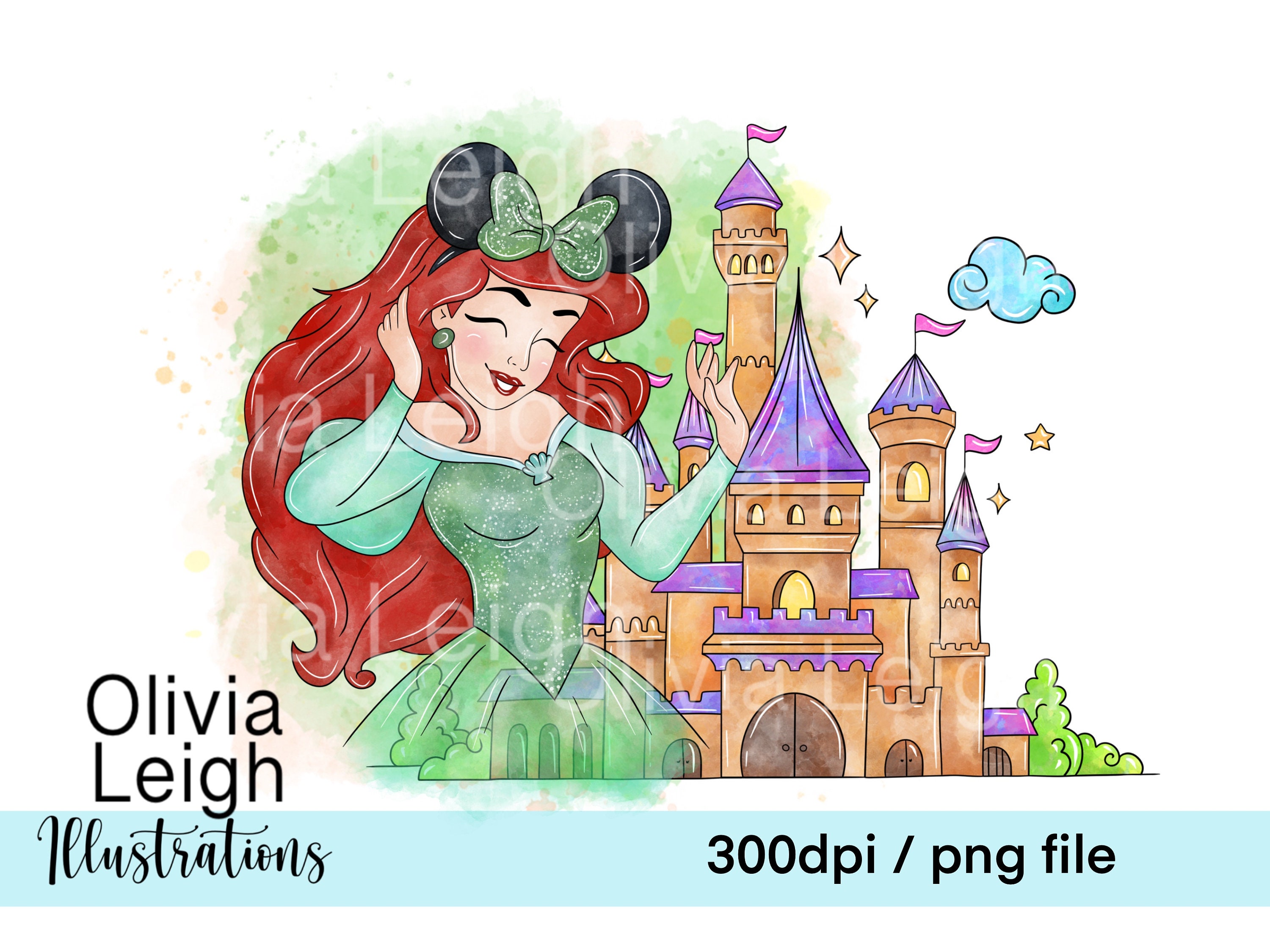 Princess Ariel the Little Mermaid Castle Cute Clipart PNG - Etsy UK