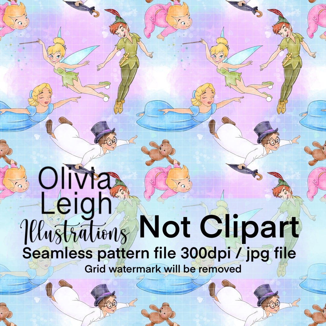 Peter Pan and Friends Seamless Pattern. Digital Paper. DIGITAL DOWNLOAD ...