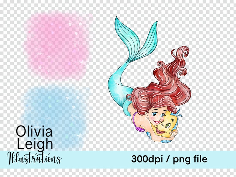 Set of Princess Ariel Cute Clipart PNG Files DIGITAL DOWNLOAD - Etsy