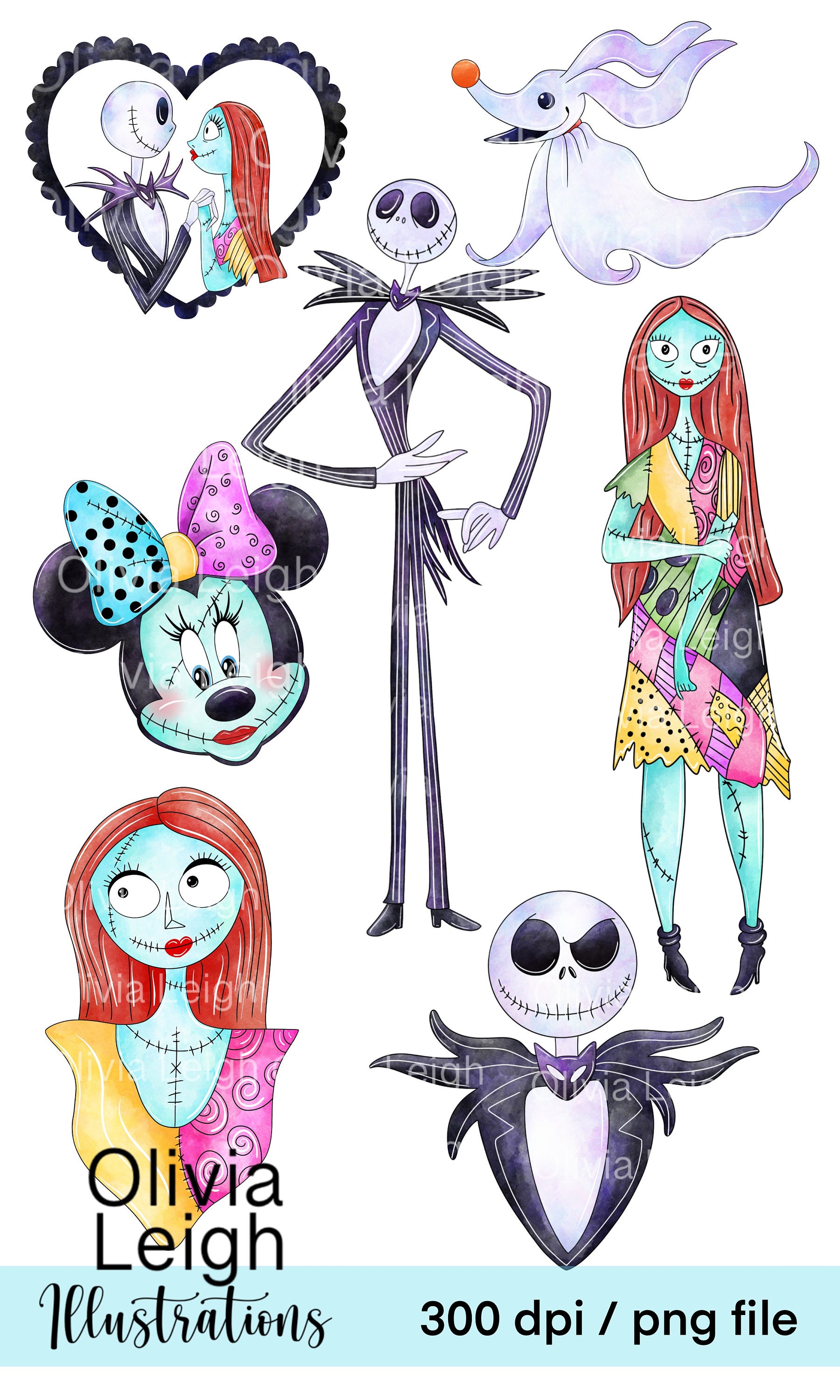 Set of the Nightmare Before Christmas Cute Clipart PNG Files - Etsy