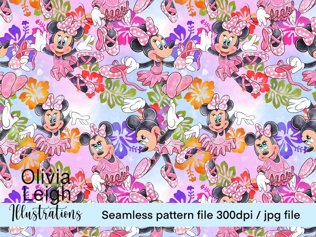 Cute Minnie Mouse Ballerina Repeat Seamless Pattern. Digital - Etsy ...