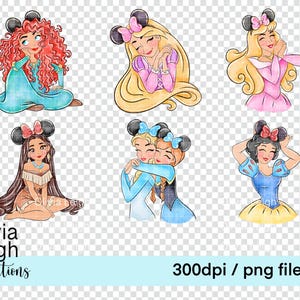 Set of Cute Princess Clipart PNG Files DIGITAL DOWNLOAD Printable - Etsy