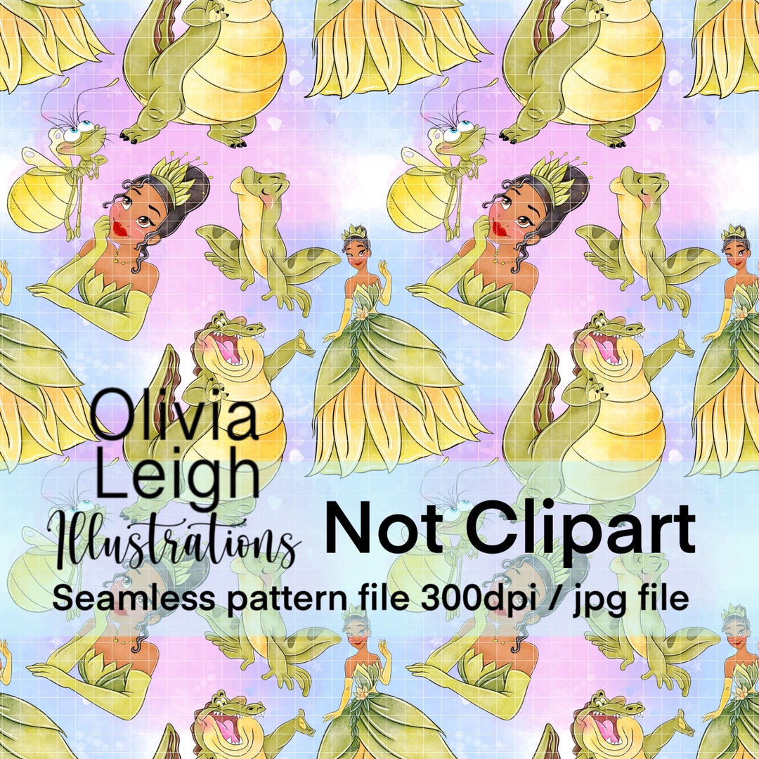 Cute Princess Tiana Seamless Repeat Pattern. Digital Paper. DIGITAL ...