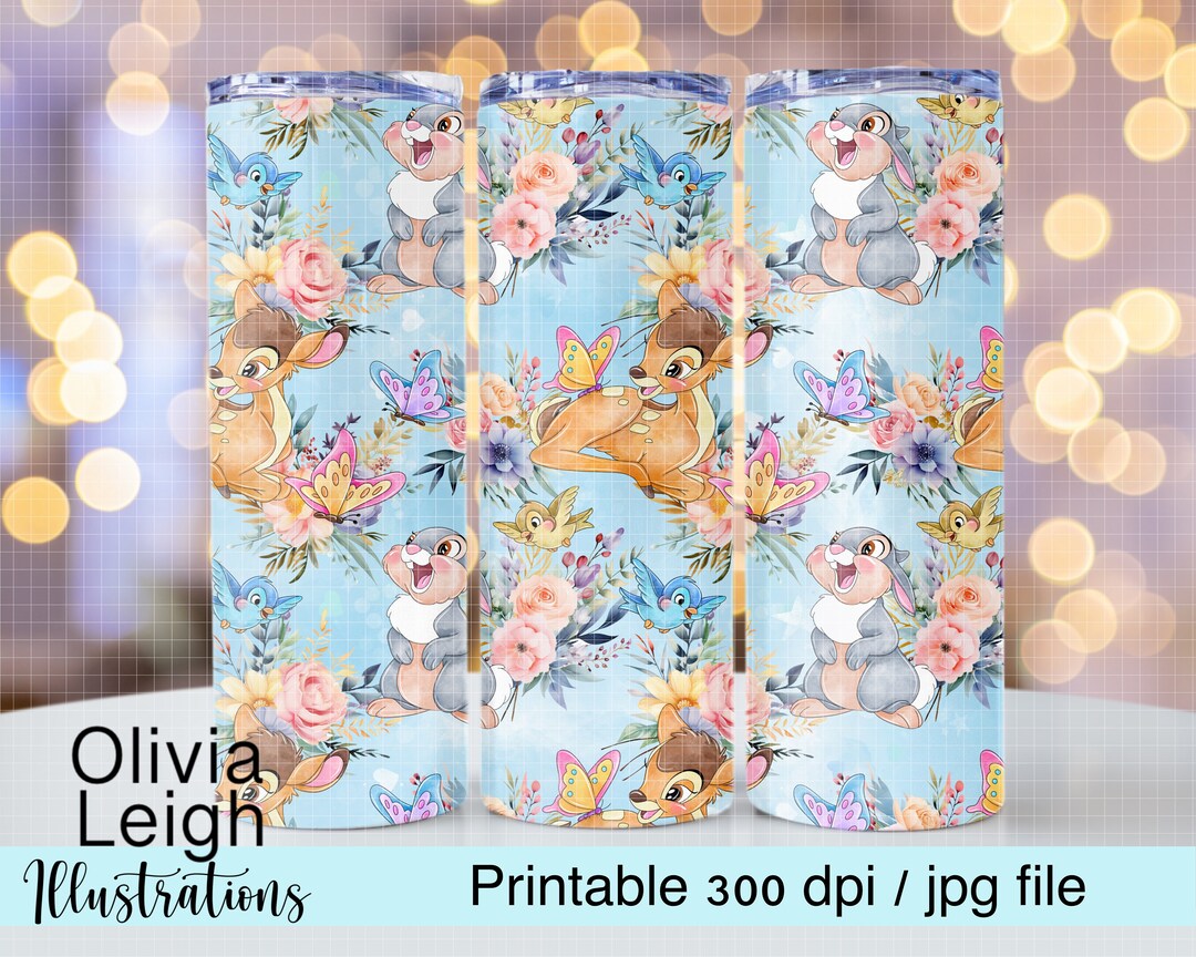 Bambi Sublimation Design Cup Wrap DIGITAL DOWNLOAD 20oz Skinny Tumbler ...