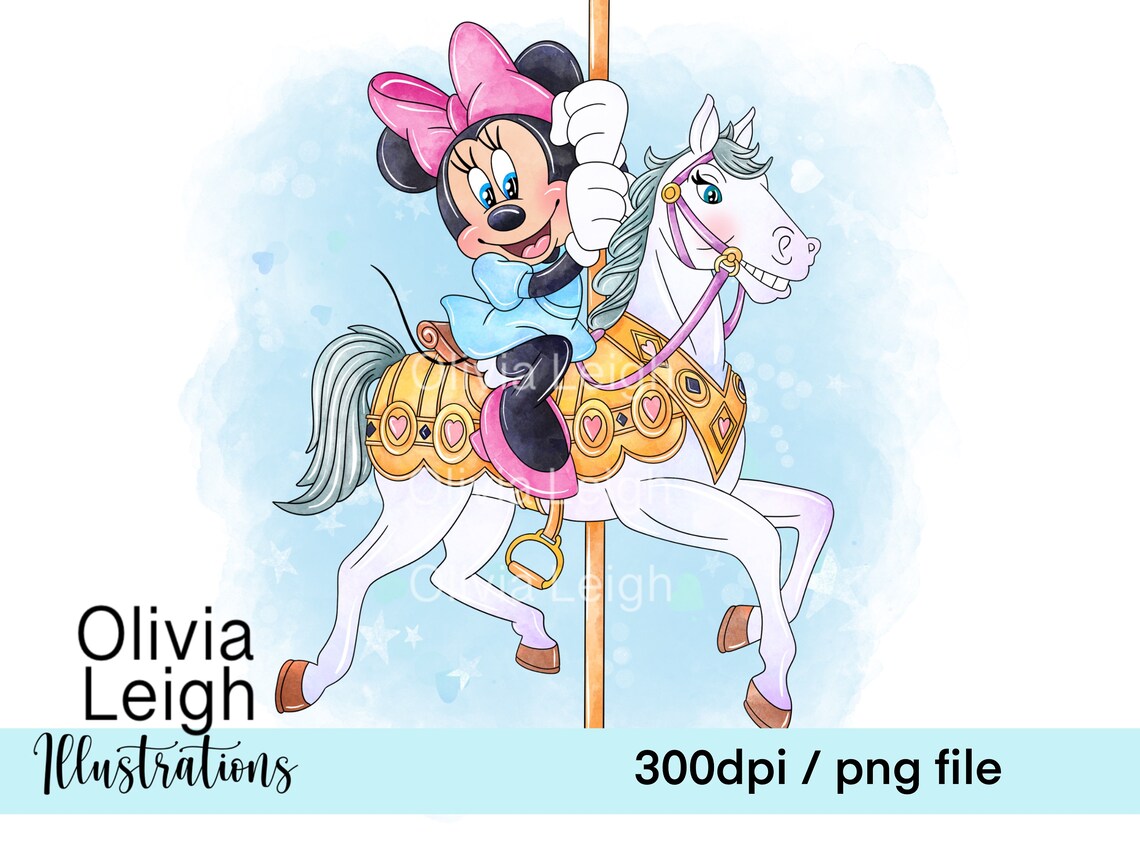 Minnie Mouse Merry Go Round Pony Carousel Ride Cute Clipart - Etsy