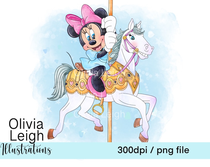 Minnie Mouse Merry Go Round Pony Carousel Ride Cute Clipart PNG Files ...