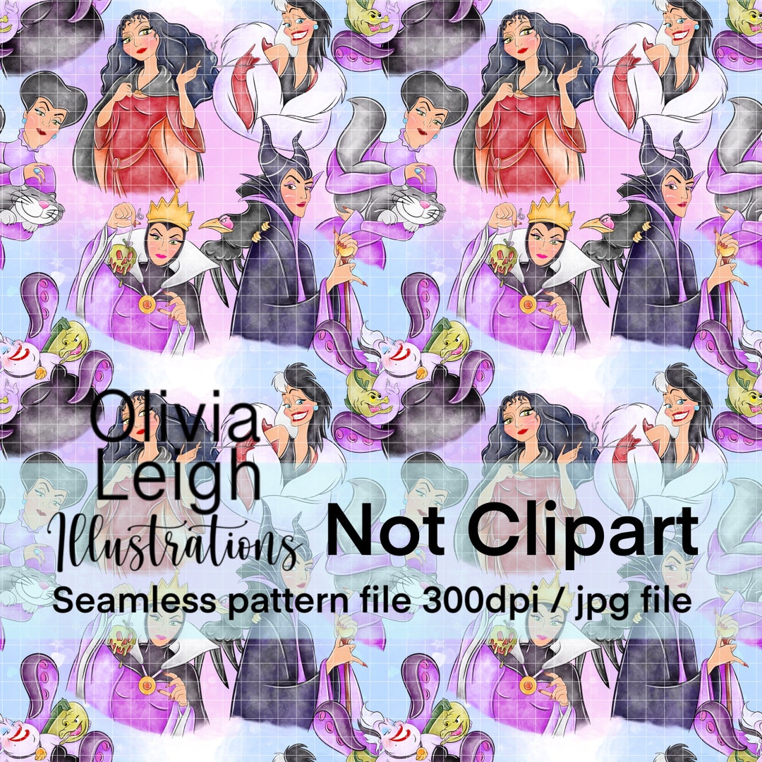 Cute Princess Villains Seamless Pattern. Villains Digital Paper ...