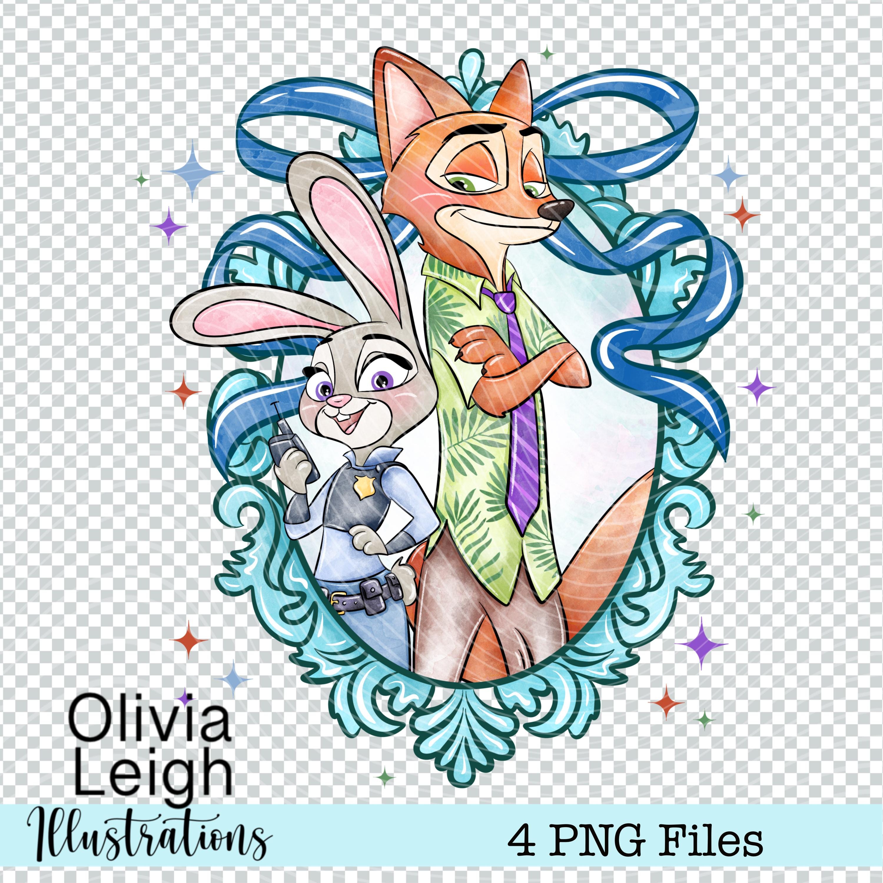Zootopia Watercolour Cute Clipart PNG Files, Coquette Locket Frame ...