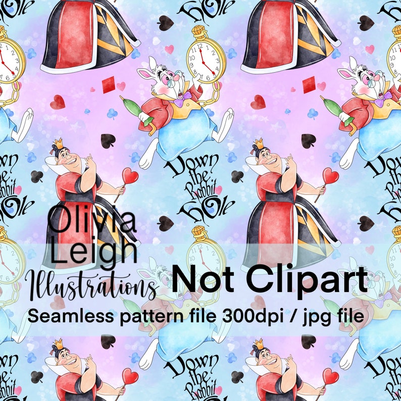 Alice in Wonderland Cute Seamless Pattern. Digital Paper. - Etsy