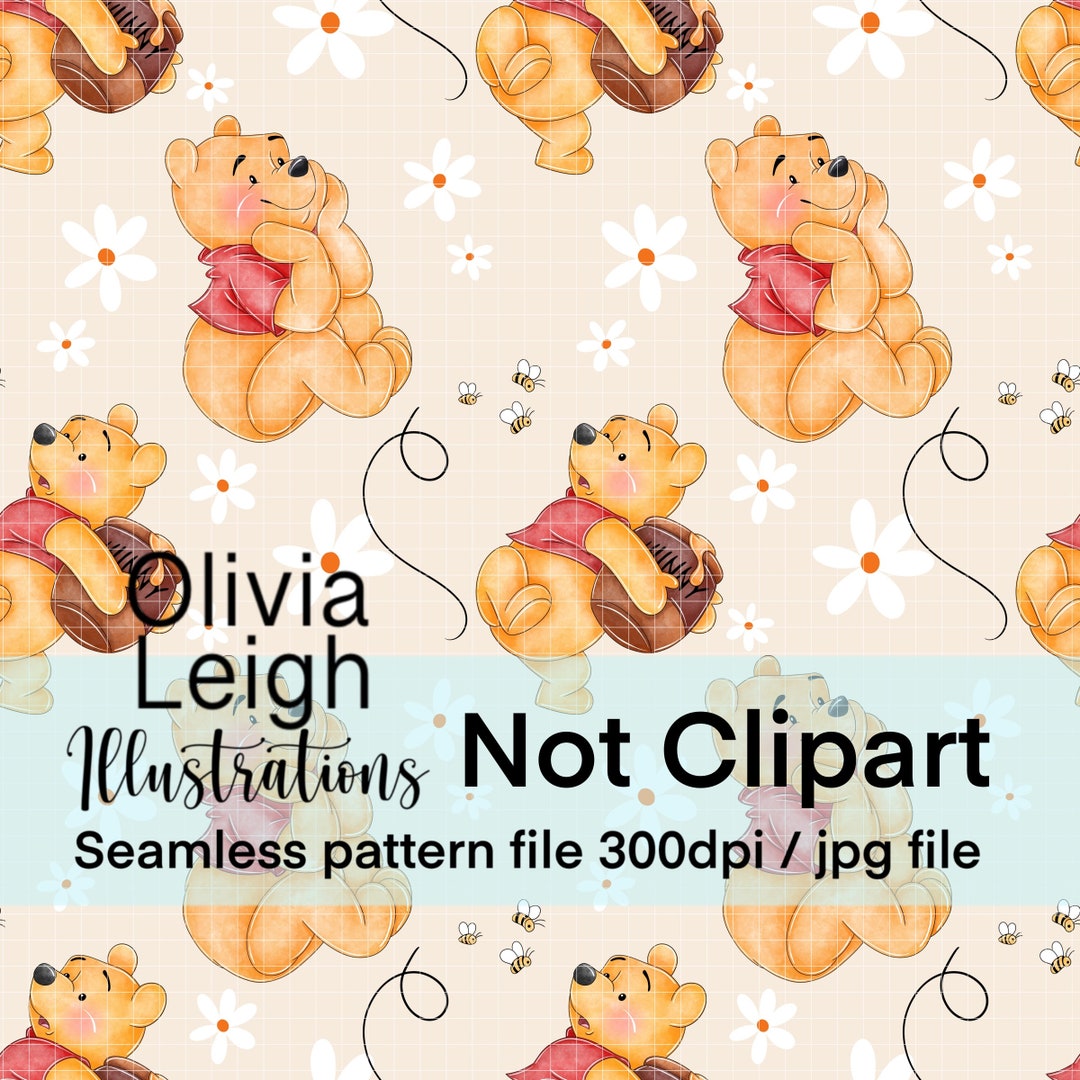 Winnie the Pooh Bear Seamless Repeat Pattern. Digital Paper. DIGITAL ...
